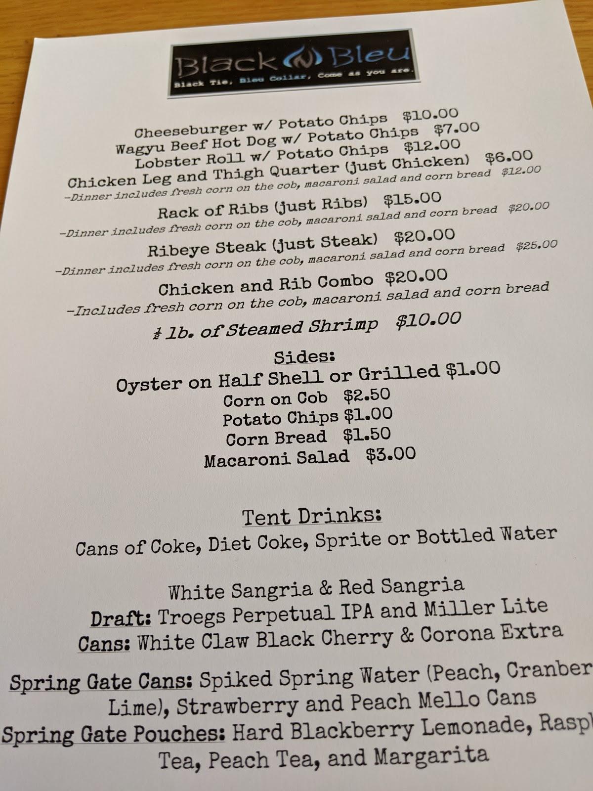 Menu at Black n Bleu Restaurant, Mechanicsburg