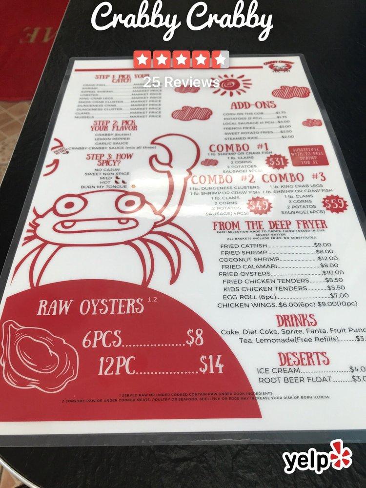 Menu at Crabby Crabby restaurant, San Leandro