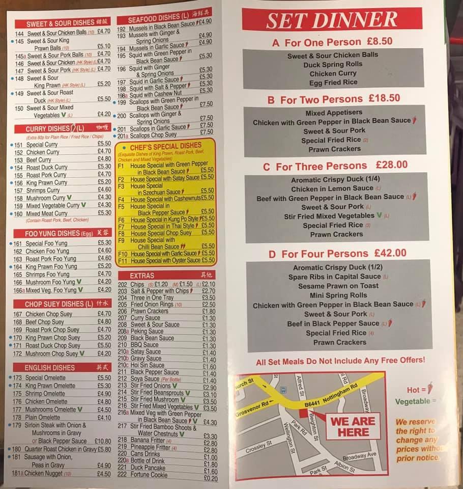 Menu at Family House restaurant, Ripley