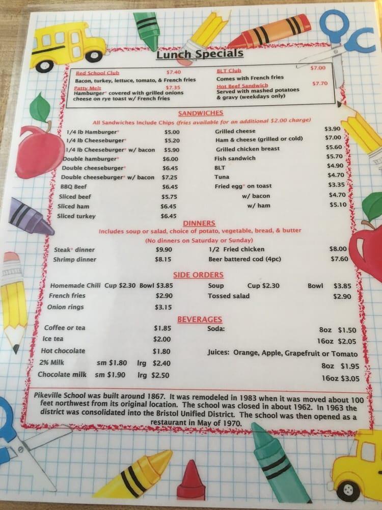 Menu at Red School Cafe, Bristol