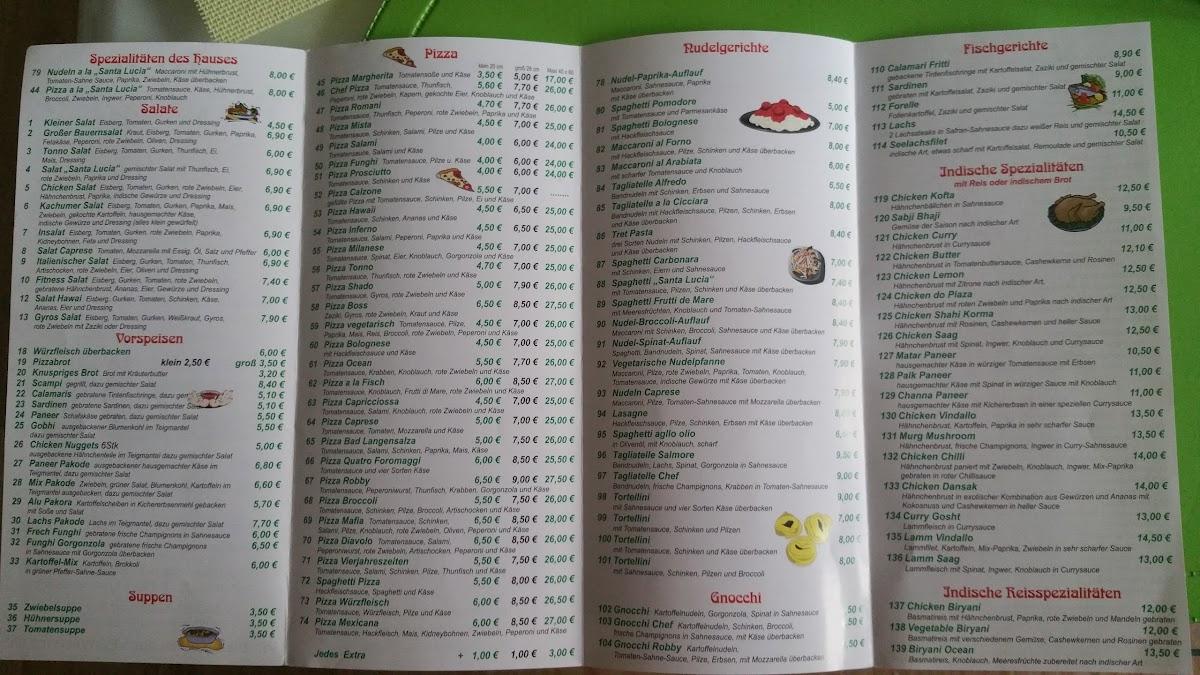 Speisekarte von Santa Lucia restaurant, Bad Langensalza