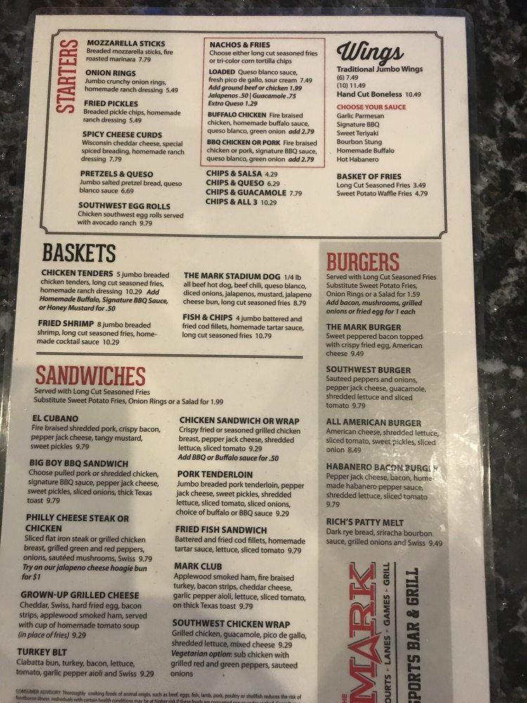 Menu at Bowlero Elkhorn restaurant, Omaha