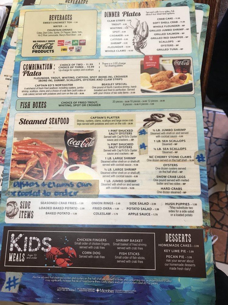 Menu at The Stingray Café restaurant, New Bern