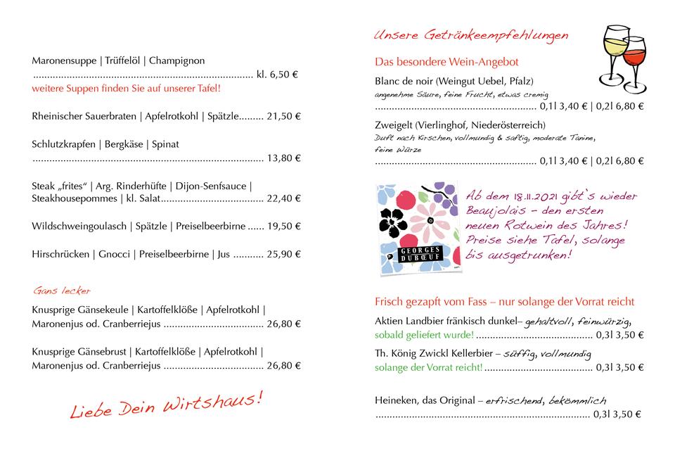 Speisekarte von Alt Poller Wirtshaus restaurant, Köln