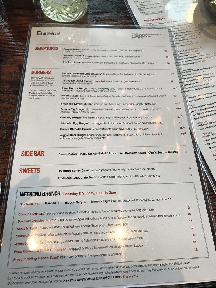 Menu at Eureka! pub & bar, Concord
