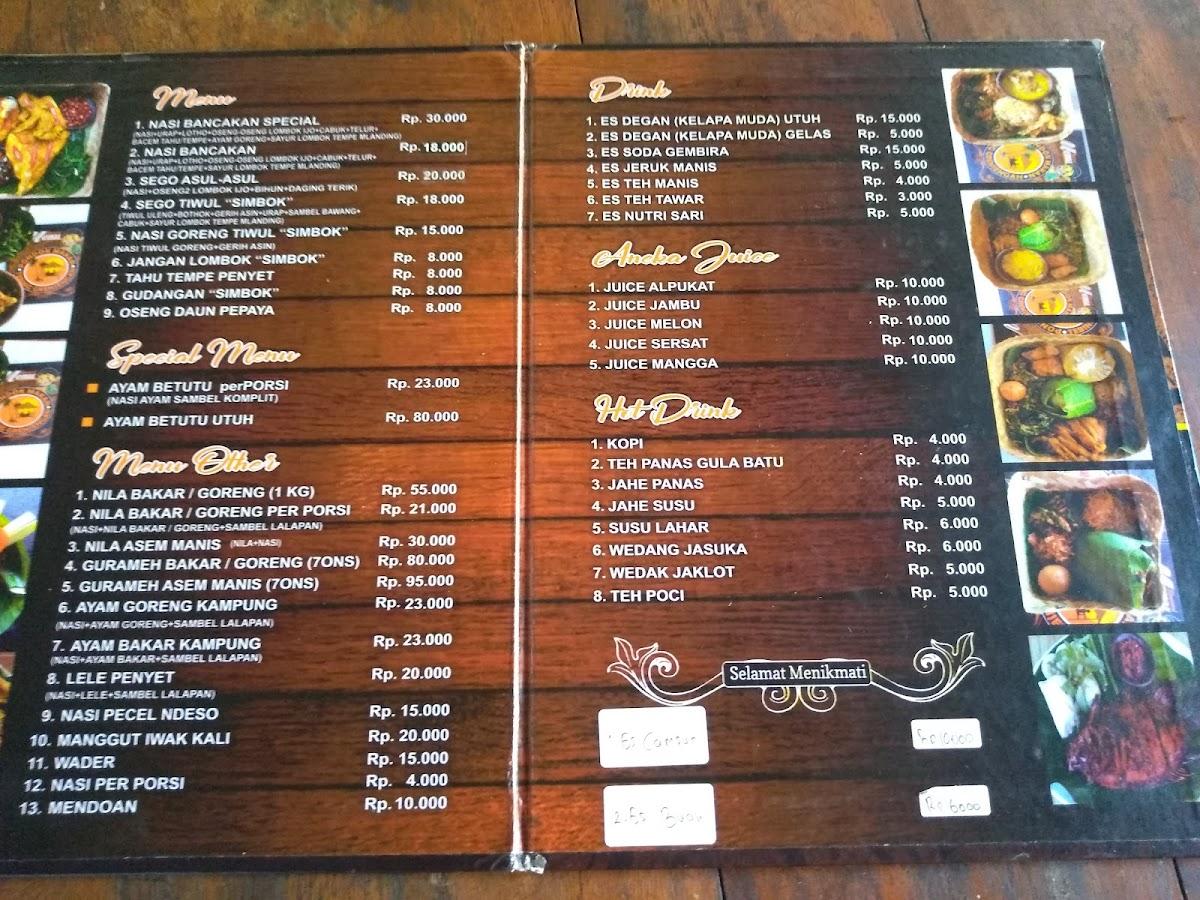 Menu at Pondok Makan Tebing Grenjengan restaurant, Wuryantoro