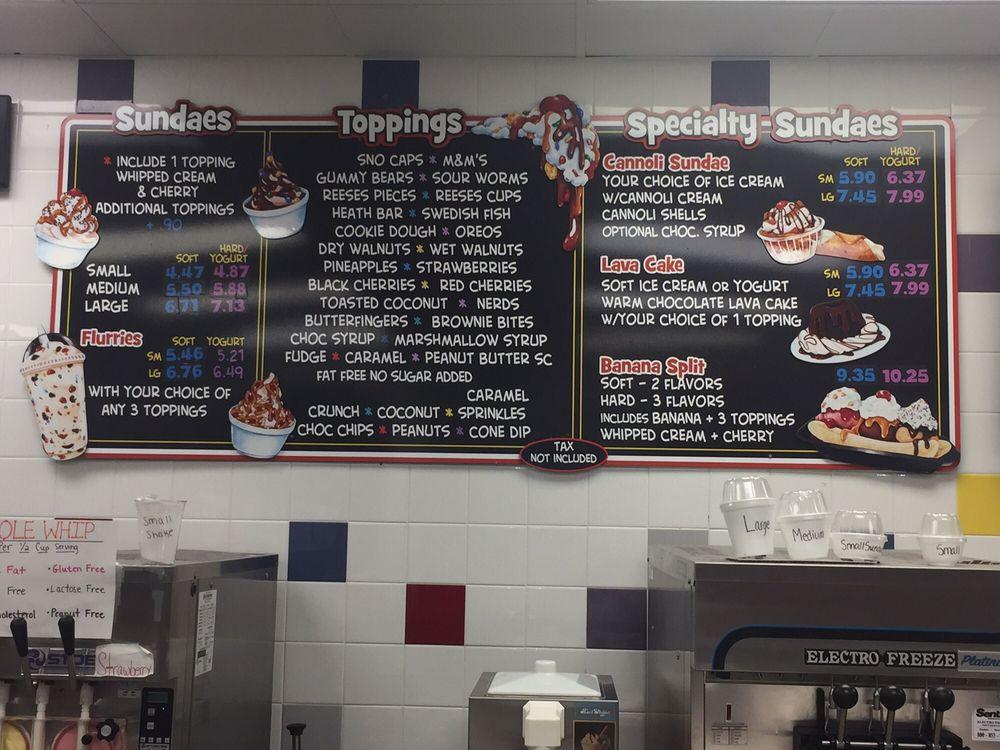 Menu at Sundaes The Ice Cream Place, Toms River