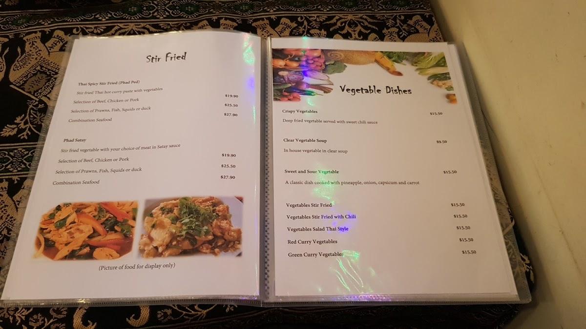 Menu at Thai Takeaway fast food, Yeppoon