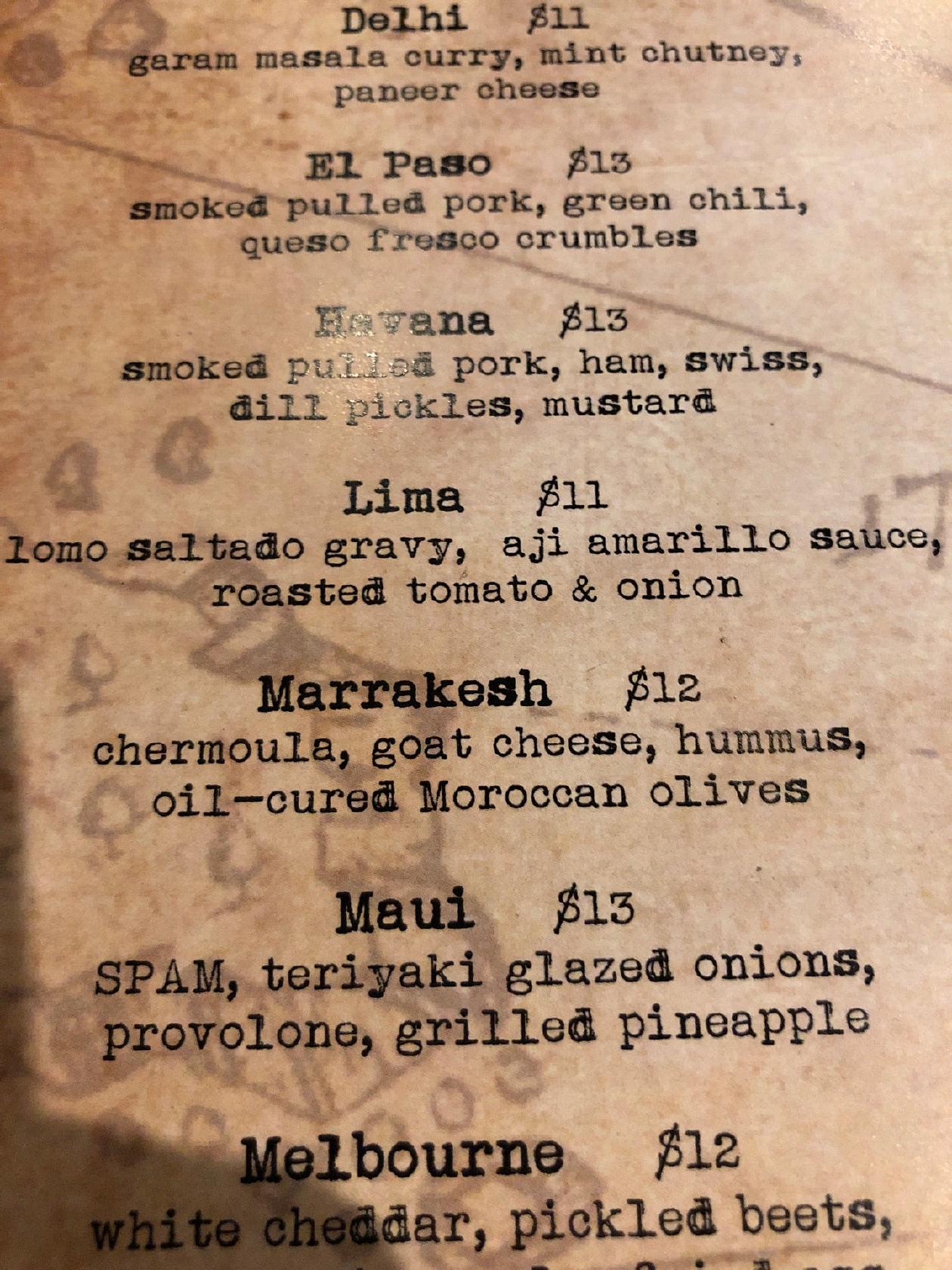 Carta del pub y bar The Map Room, Cedar Rapids