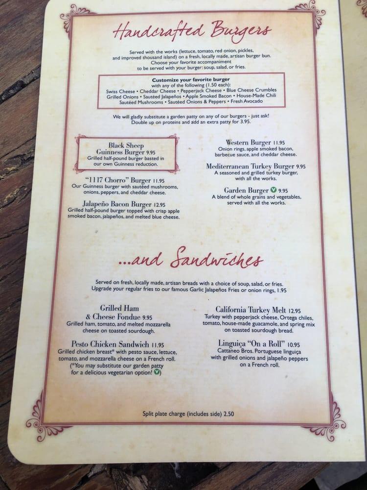 Menu at Black Sheep Bar & Grill, San Luis Obispo