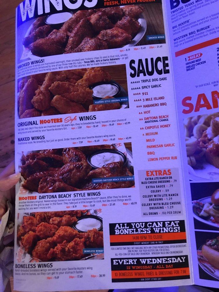 Menu at Hooters pub & bar, Metairie, Veterans Blvd