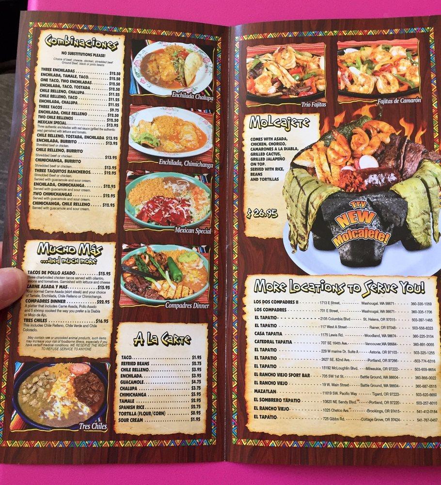 Menu at Los Dos Compadres II restaurant, Washougal, E St
