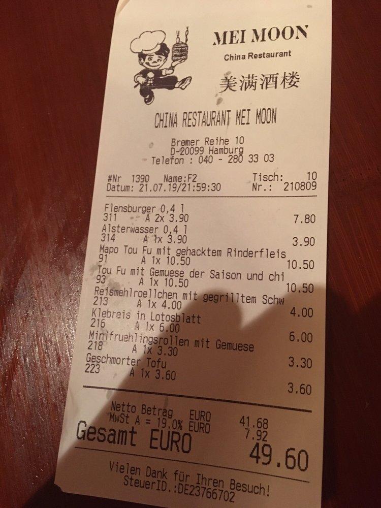 Speisekarte von Mei Moon restaurant, Hamburg