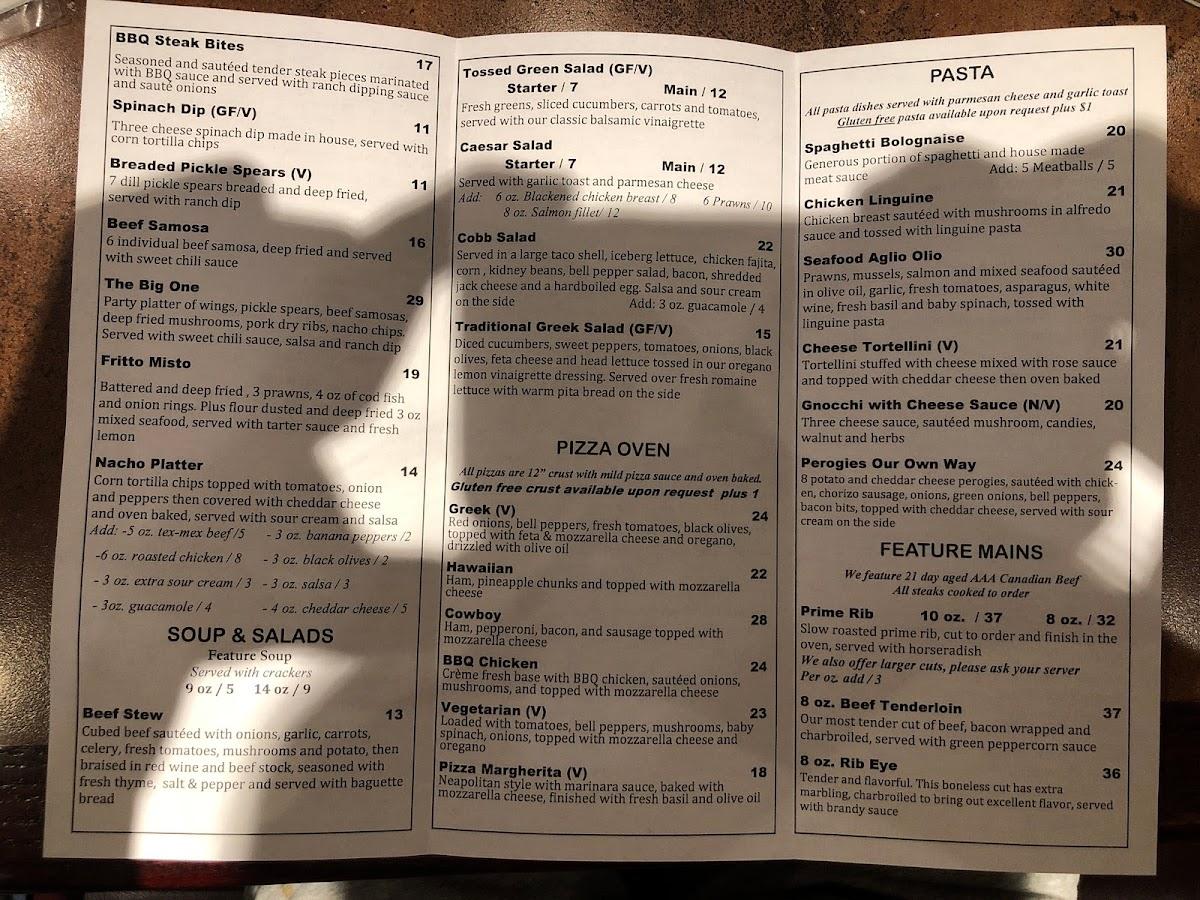 Menu at One Restaurant, Fort Nelson, 50 Ave S