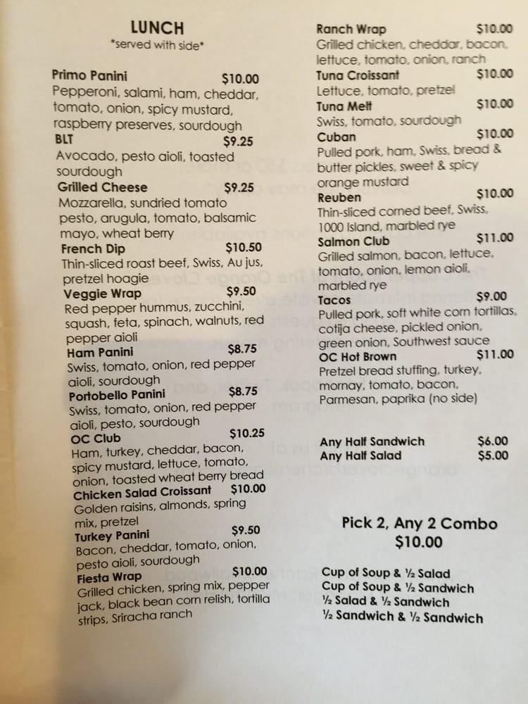 Menu at Orange Clover Kitchen & More cafe, Jeffersonville