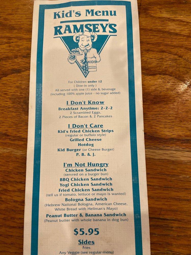 Menu at Ramsey's Diner - Zandale restaurant, Lexington, 151 W Zandale Dr