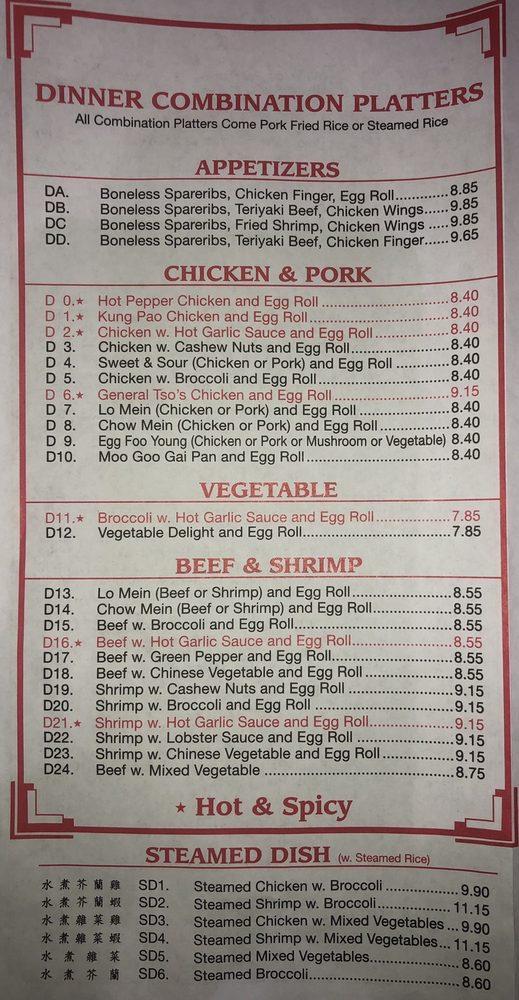 Menu at Tin Tsin restaurant, Smithfield