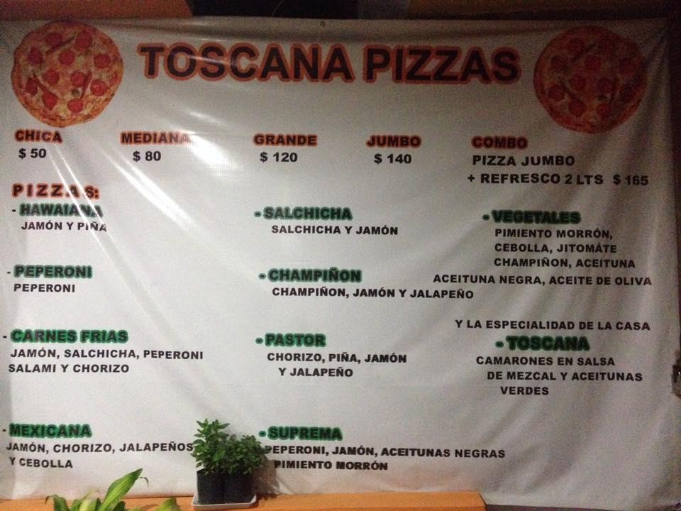Menu at Toscana pizzas pizzeria, La Galarza, Calzada Hidalgo #74 Col ...