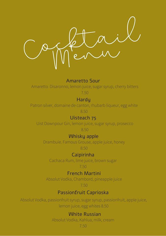 Menu at Solas Restaurant, Stornoway, Manor Park Perceval Road South