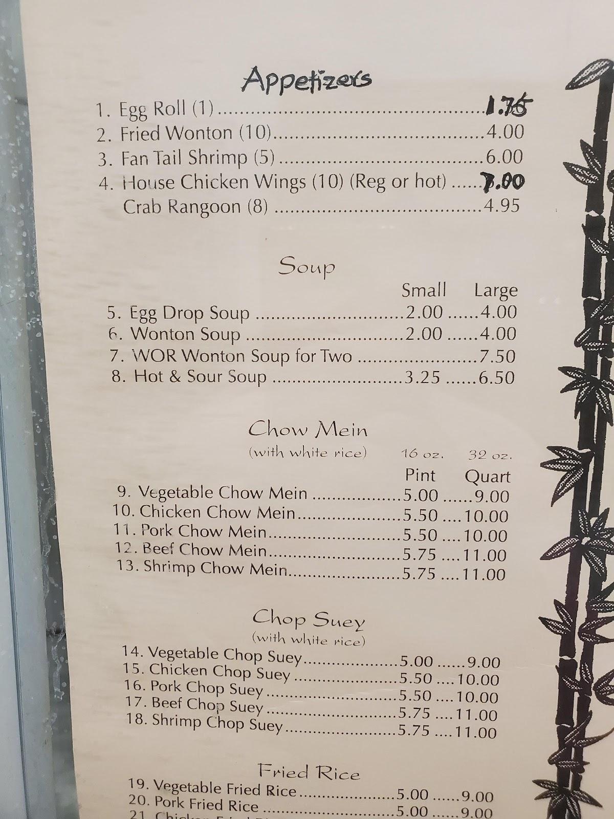 Menu at Chin Take Out restaurant, Lakeland