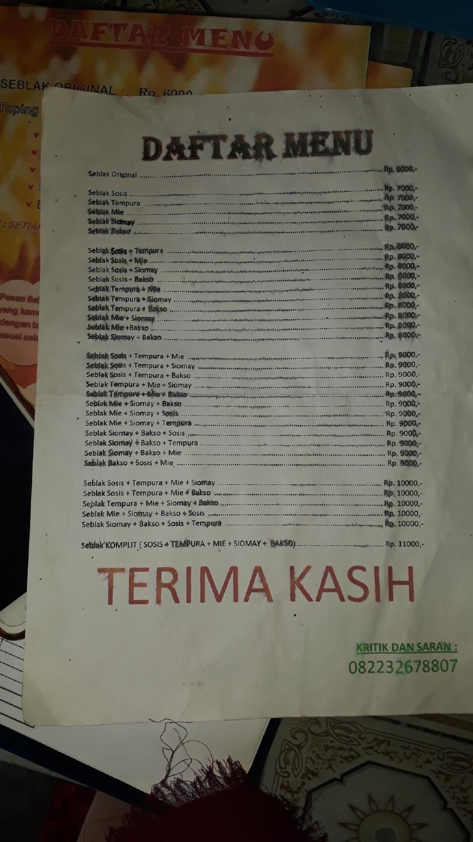 Menu at KIOS MERAH restaurant, Triwungan