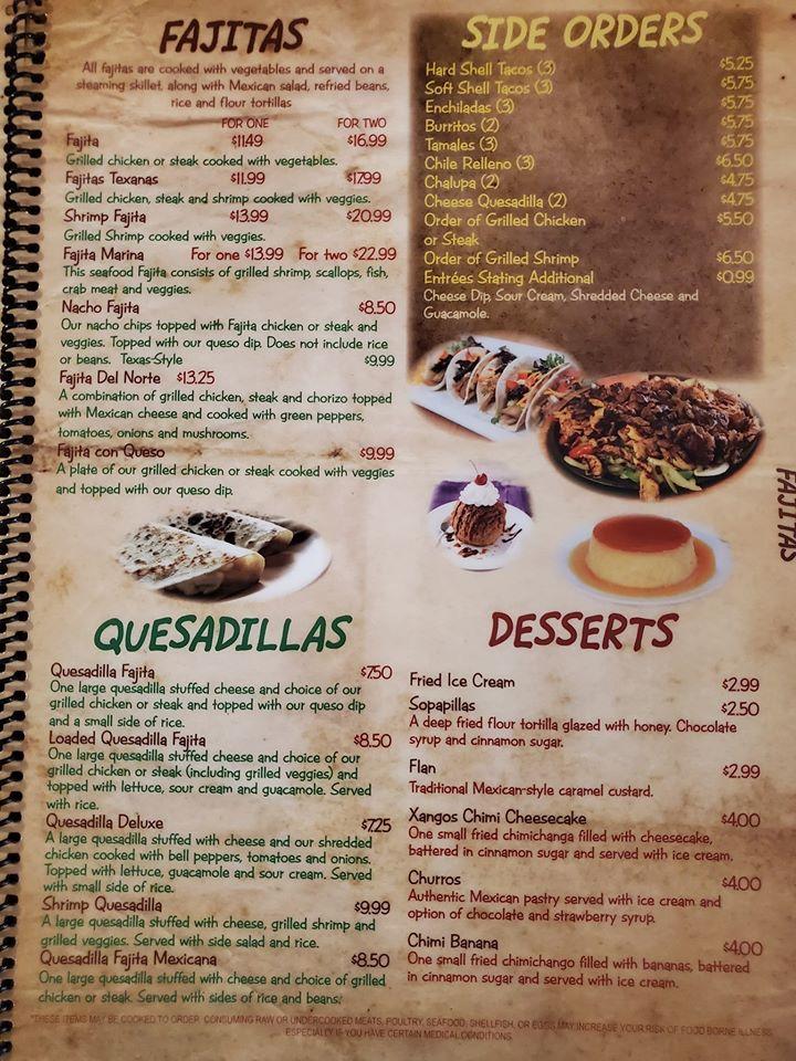 Menu at Los tres agaves restaurant, Owingsville