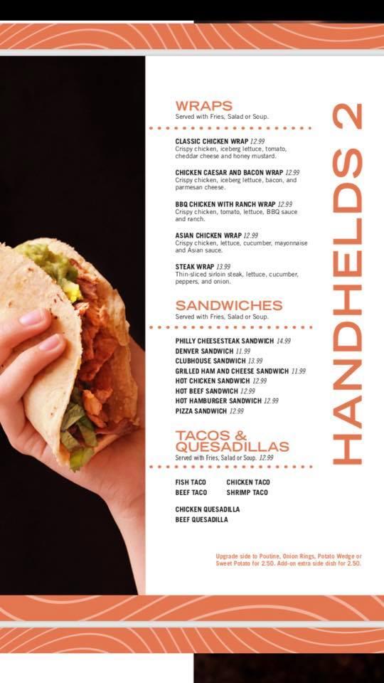 Menu at North Eden 2 Mainprize Park restaurant, Canada