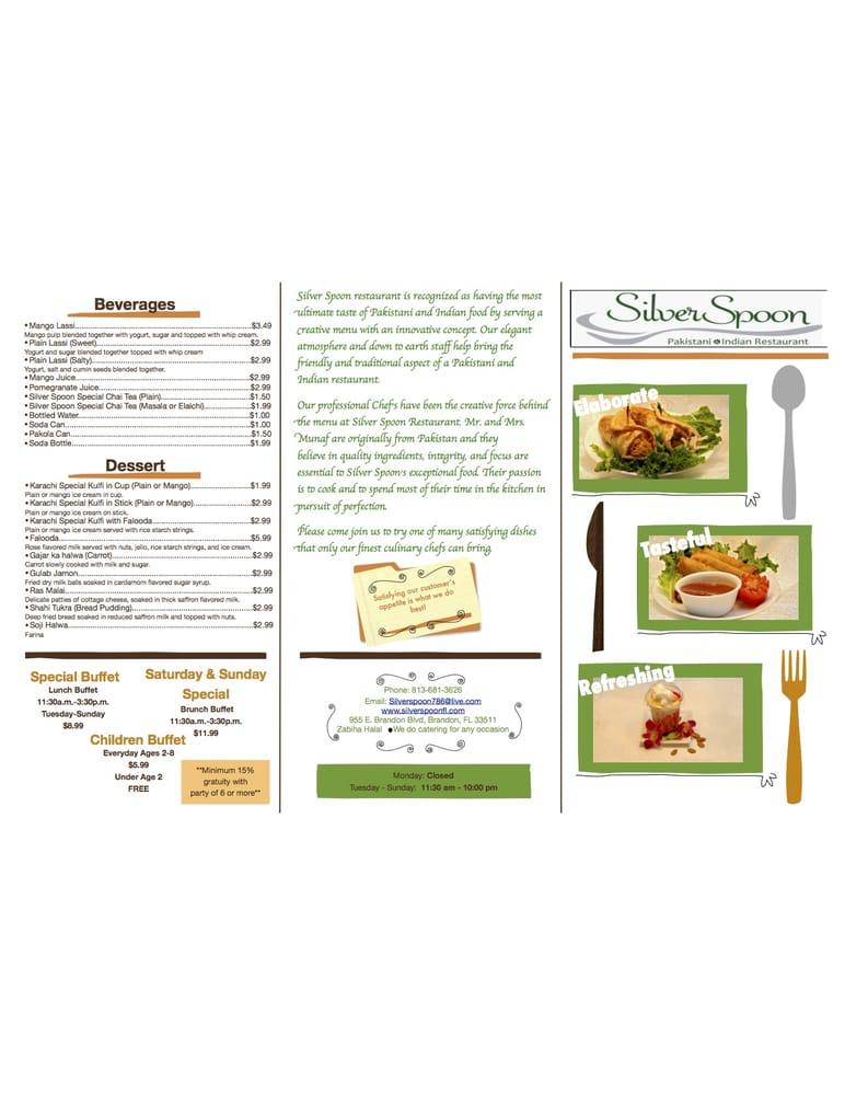 Menu at Silver Spoon Restaurant, Brandon