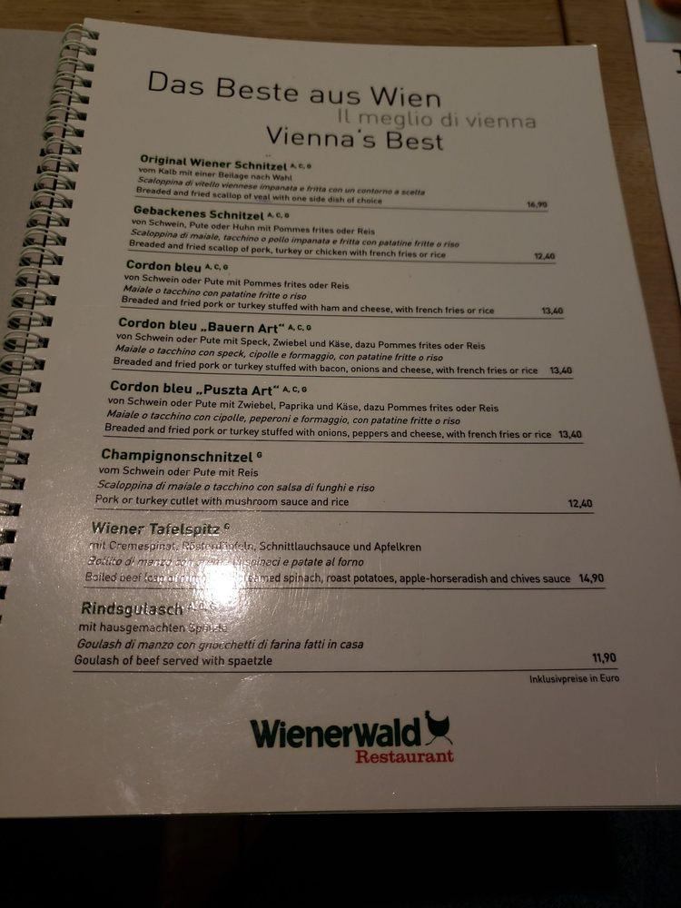Speisekarte von Wienerwald fast Food, Wien, St.-Anna-Hof