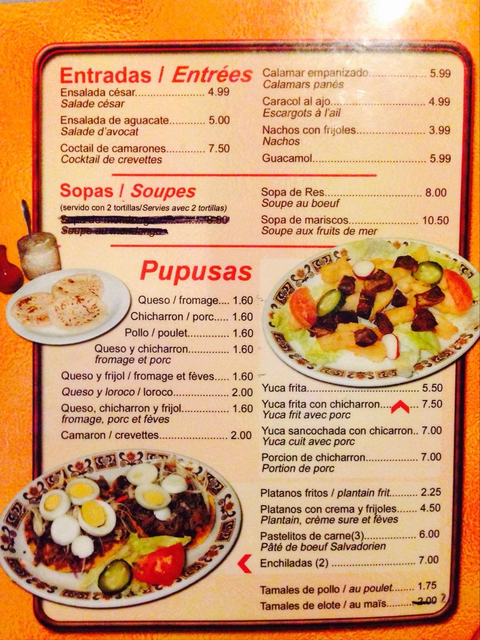 Menu at Restaurant Iris, Montréal