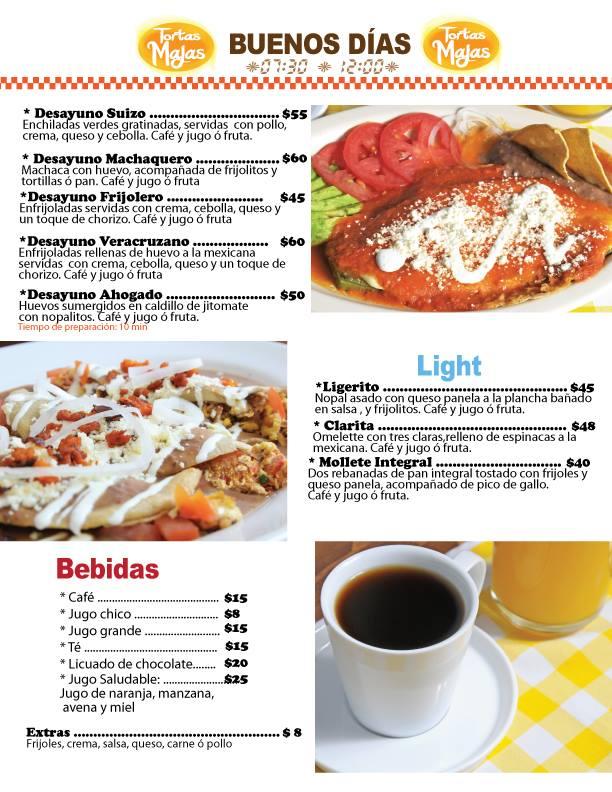 Menu at Tortas Majas restaurant, Ciudad López Mateos