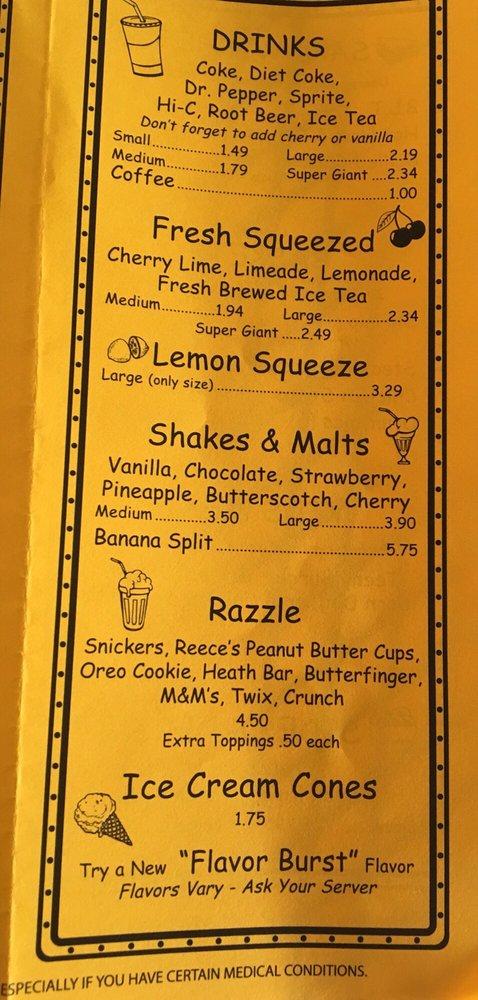 Menu at Hi-D-Ho Drive In fast food, Alamogordo