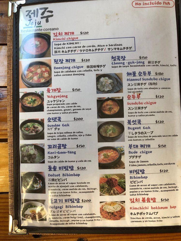 Carta de JEJU RESTAURANTE, San Luis Potosi