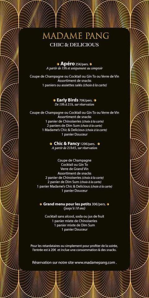 Menu at Madame Pang pub & bar, Bordeaux