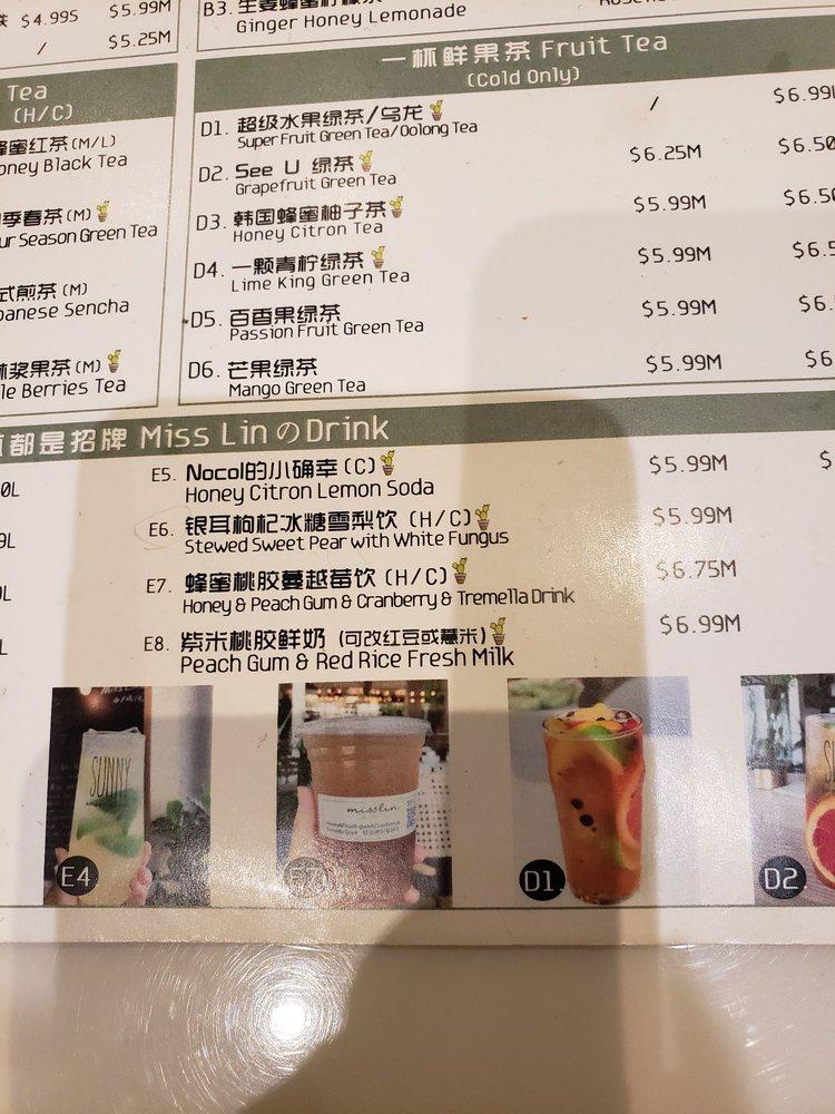 Menu at Miss Lin Cafe, Markham