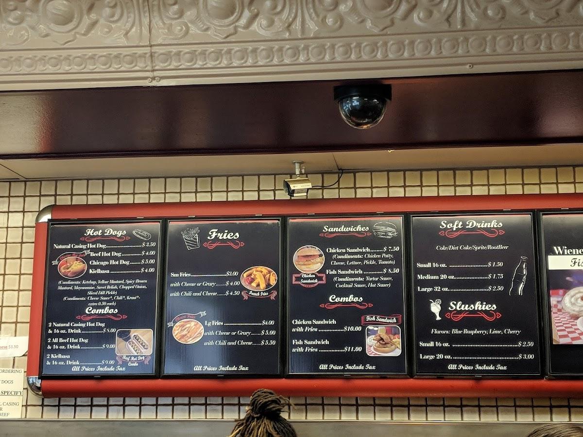 Menu at Wiener World Pittsburgh restaurant, Pittsburgh