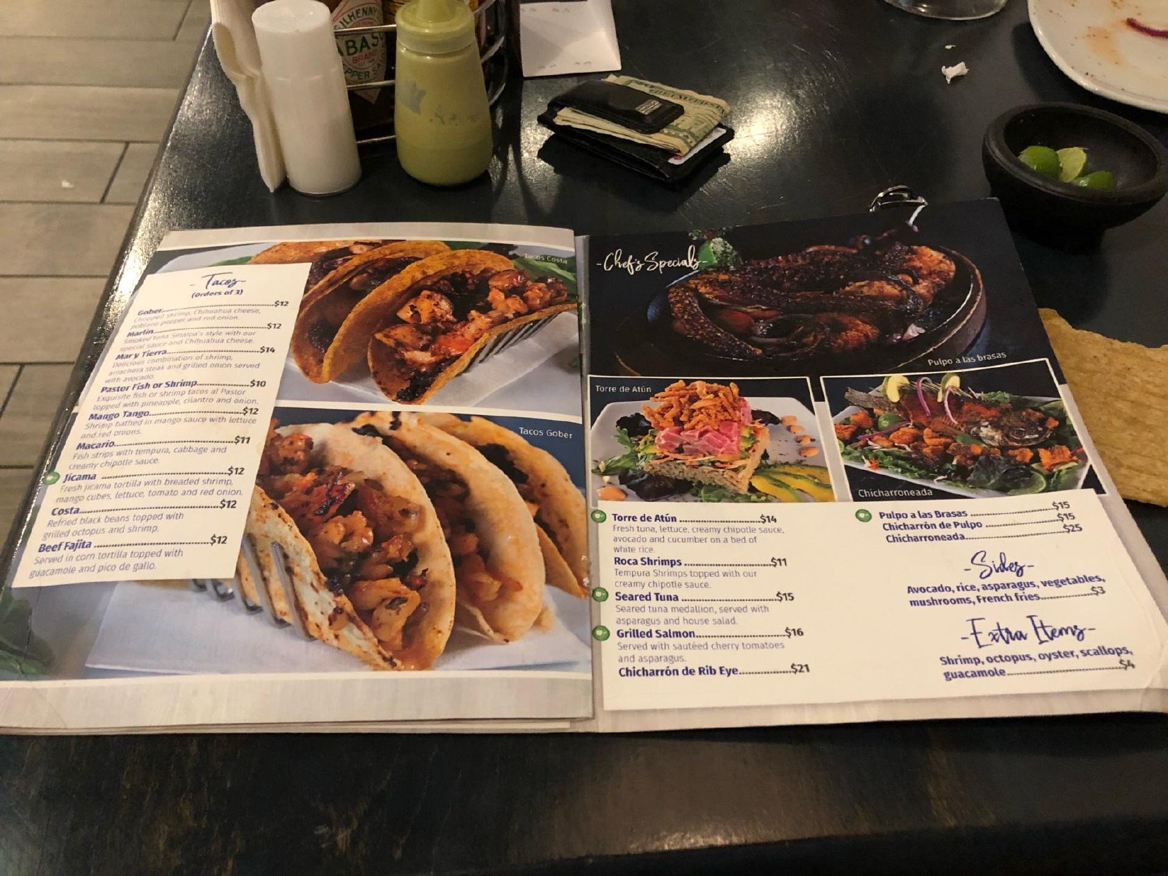 Menu at Costa Grill USA restaurant, Laredo