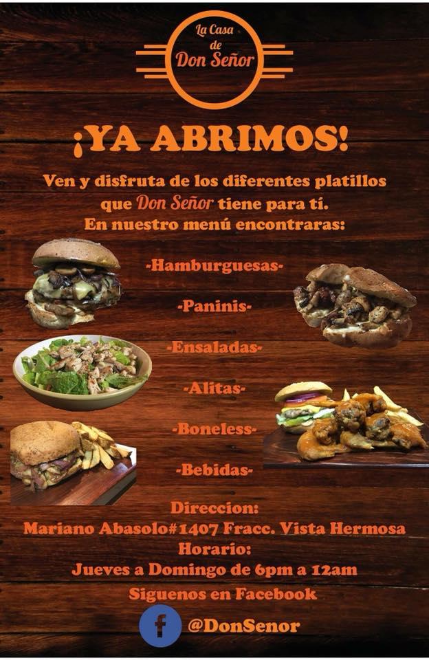 Menu at La casa de Don Señor. restaurant, Mexicali