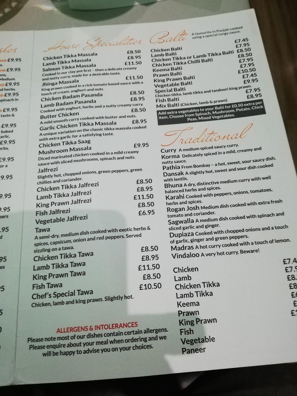Menu at Lamp Restaurant, Wednesbury, 18 Upper High St