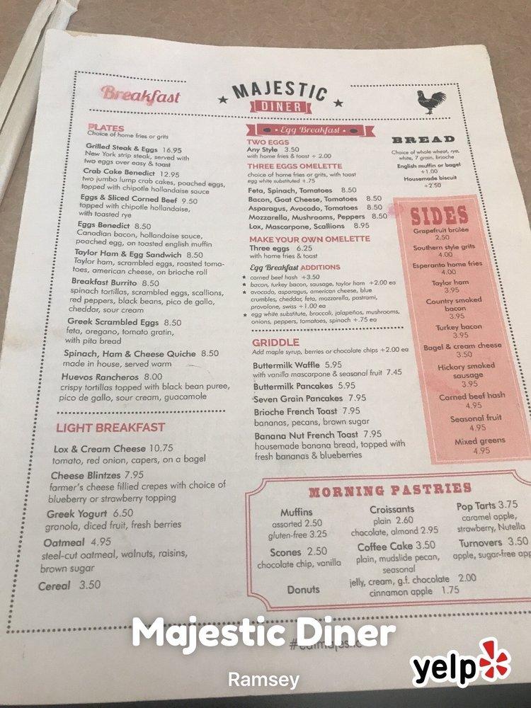 Menu at Majestic Diner restaurant, Ramsey