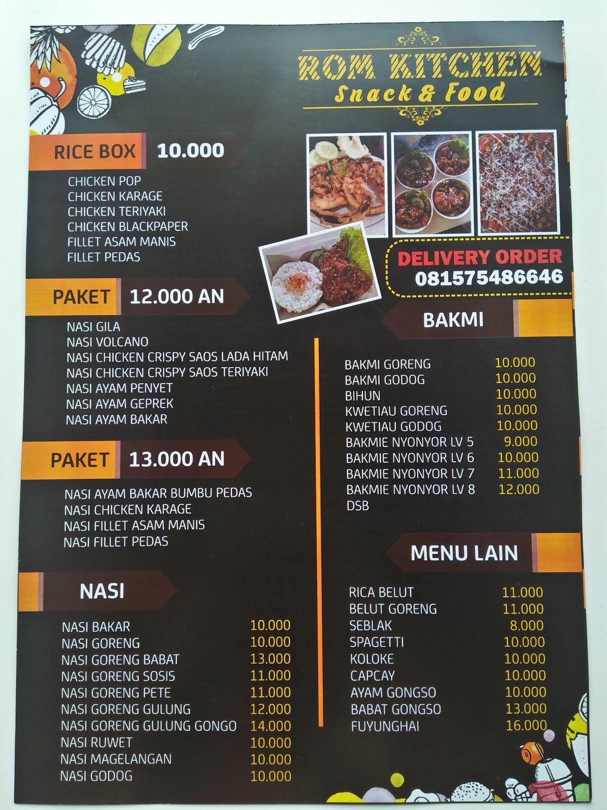 Menu at ROM KITCHEN AMBARAWA, Lodoyong