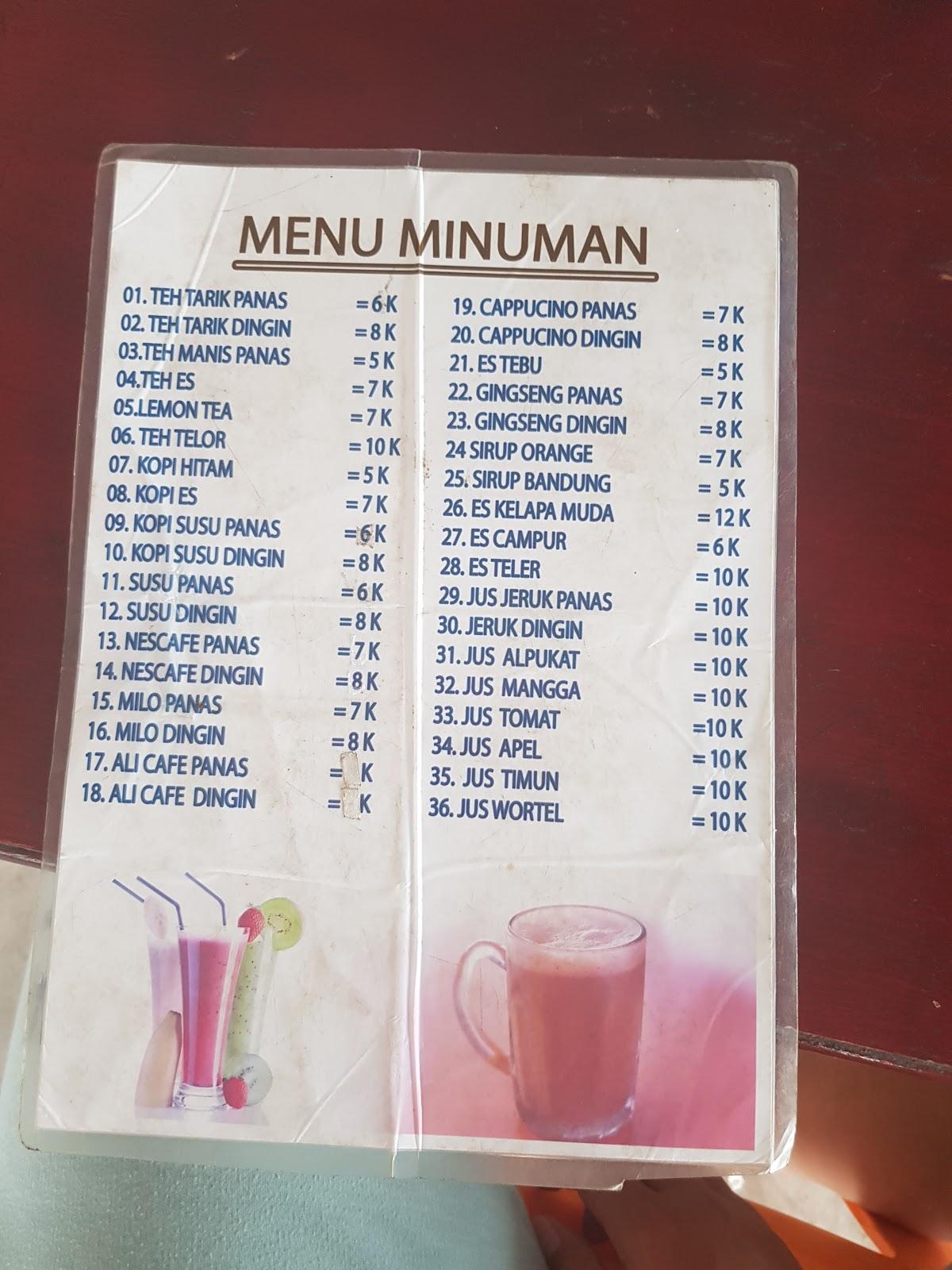 Carta del restaurante Roti Canai Malaysia, Dumai