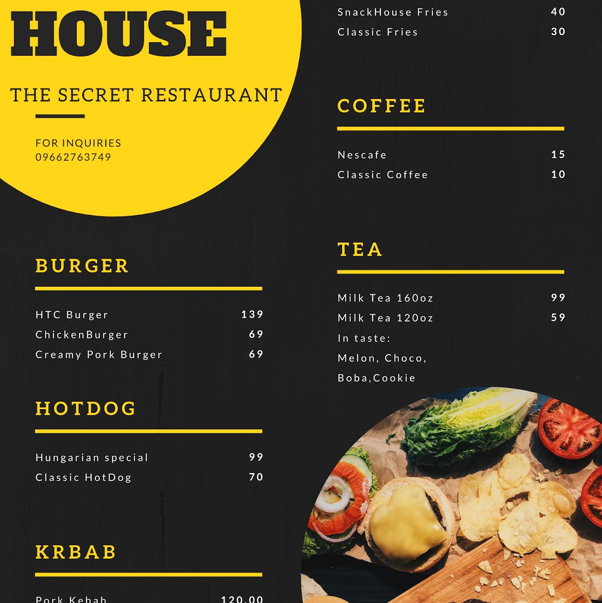 Menu at SNACK HOUSE restaurant, Roxas City
