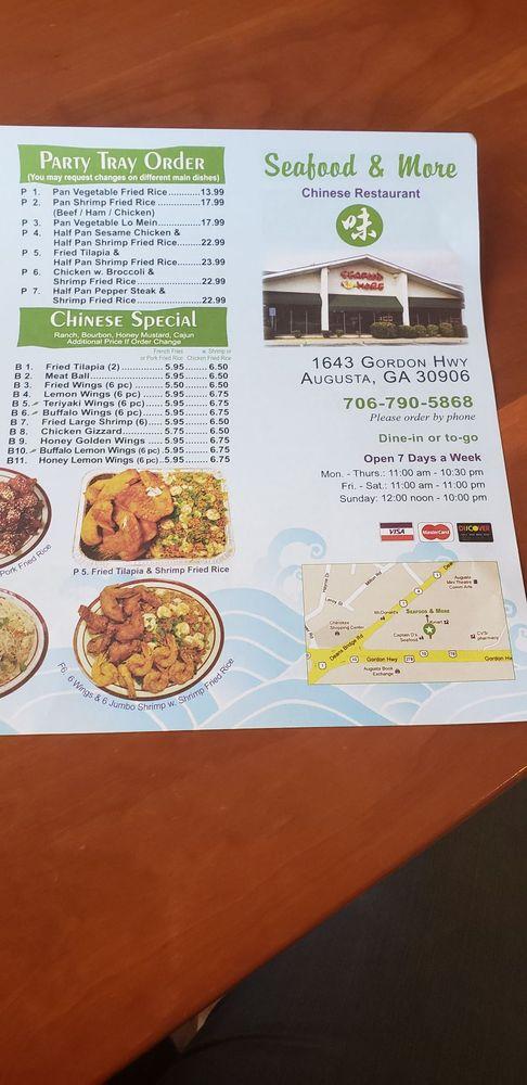Menu at Seafood and more restaurant, Augusta