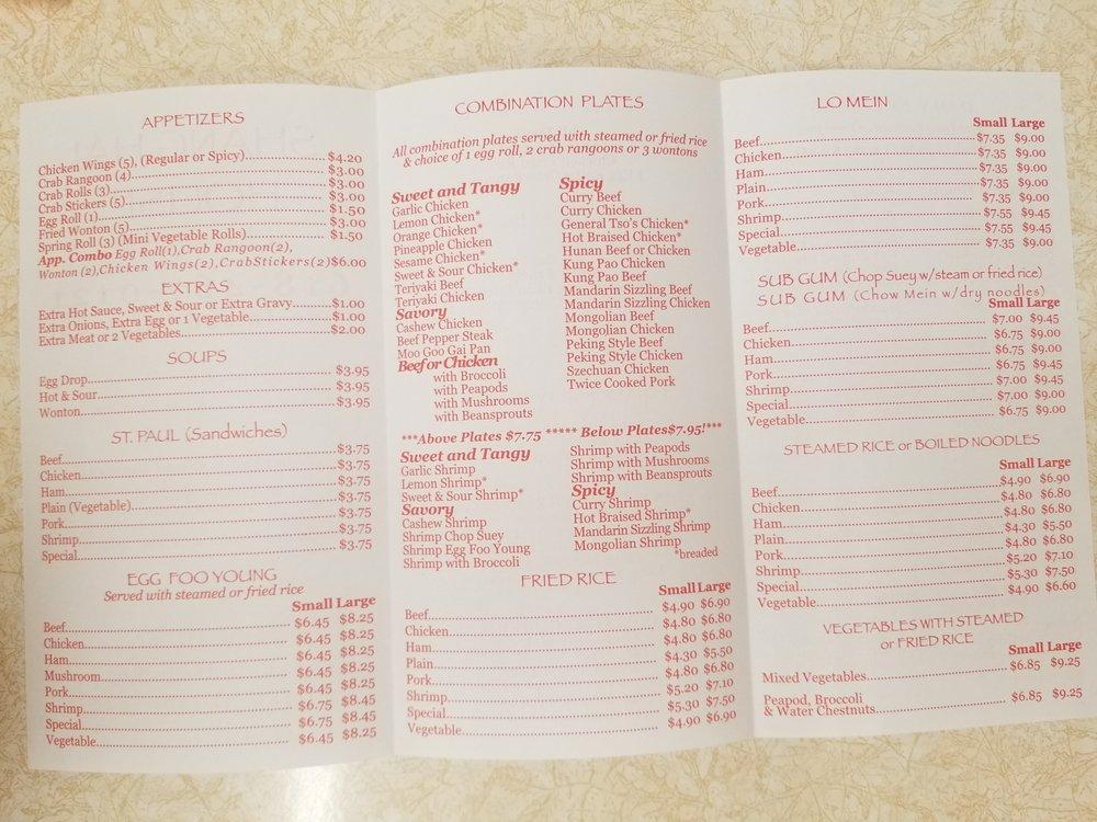 Menu at Shang Hai House Chinese Food restaurant, Godfrey