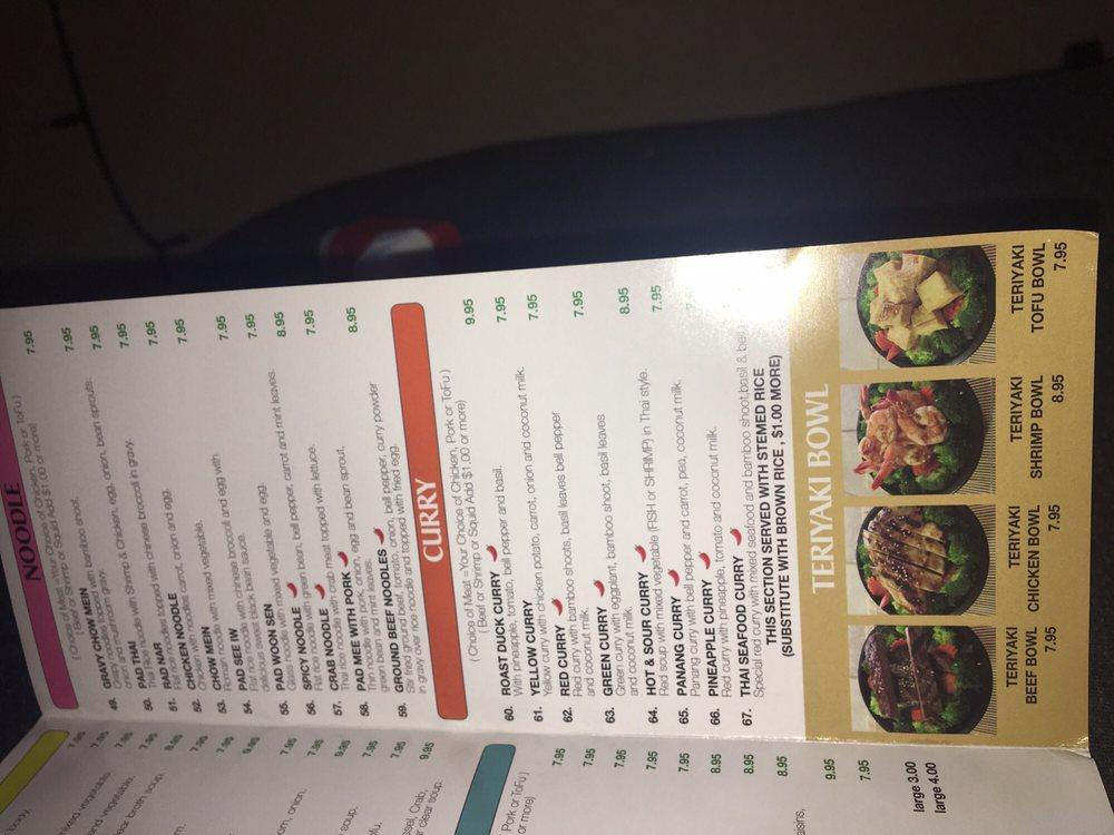 Menu at Thai Garden restaurant, Rosamond, Sierra Hwy