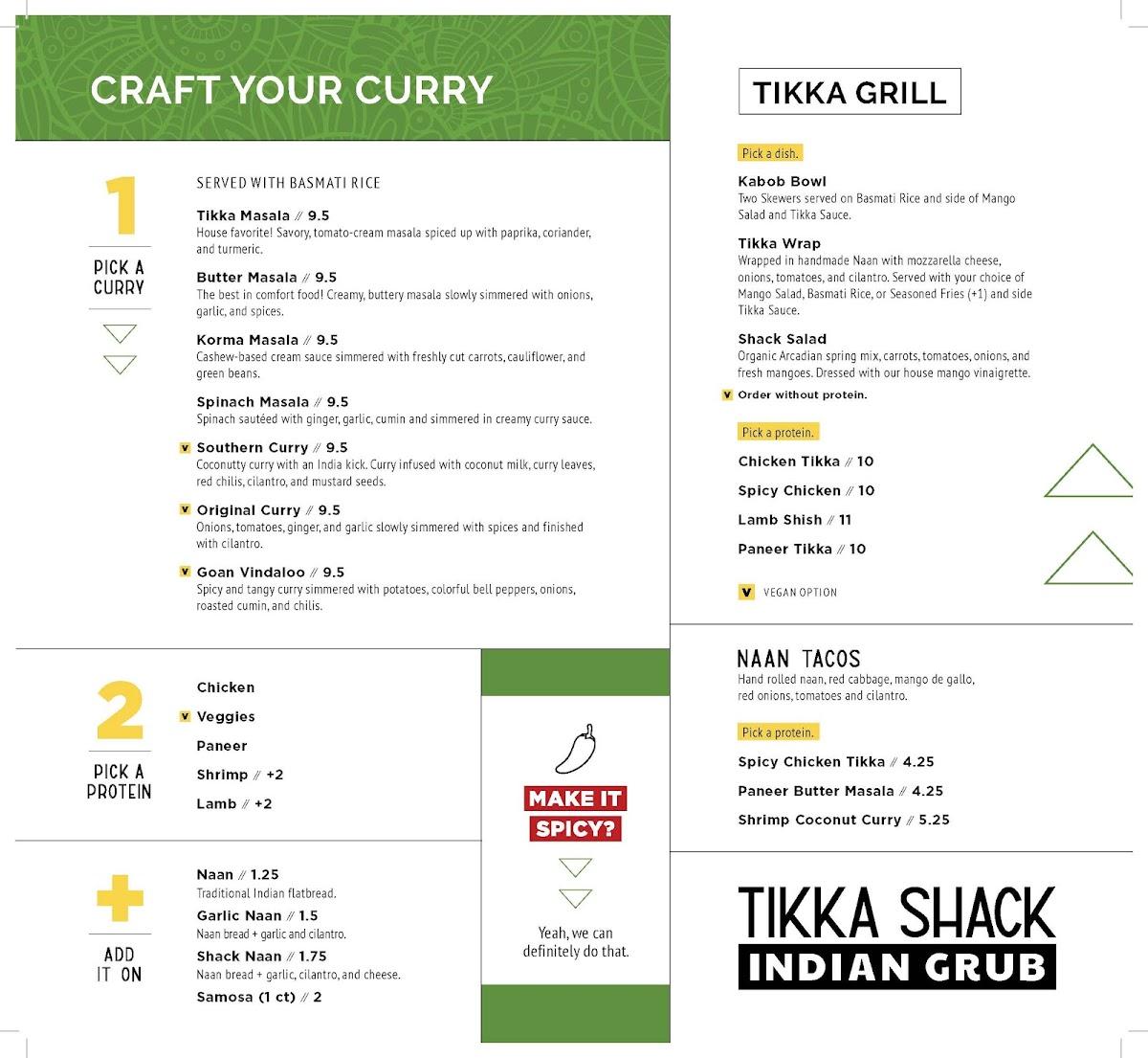 Carta del restaurante Tikka Shack Indian Grub, Phoenix, W Happy Valley ...