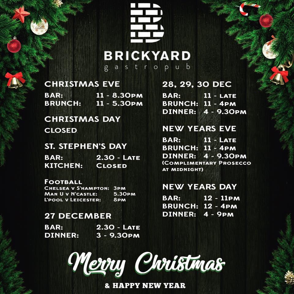 Menu at Brickyard Gastropub, Dublin, Ground Floor, North Block ...