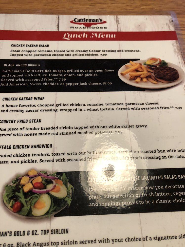 Menu at Cattleman's Roadhouse steakhouse, Shepherdsville, 139 ...