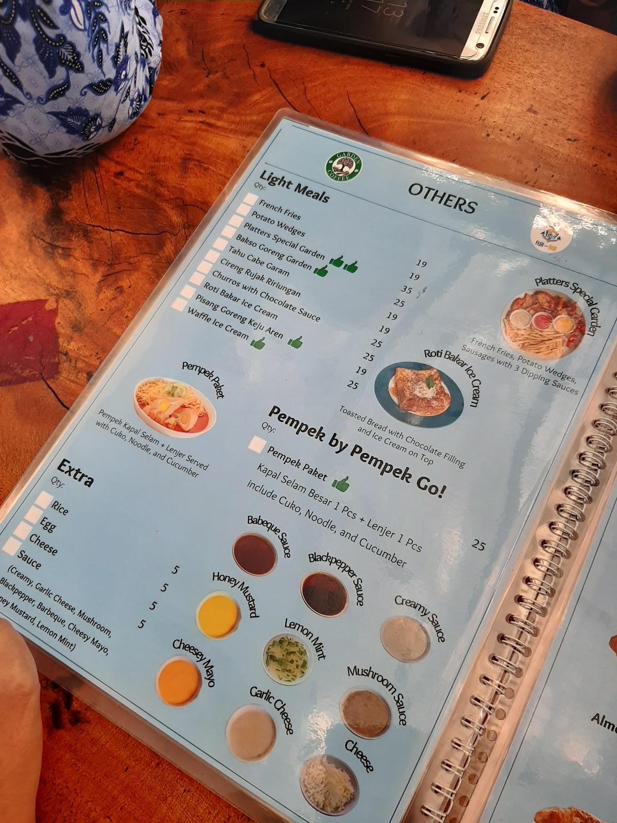 Menu at Garden Coffee Bengawan, Bandung